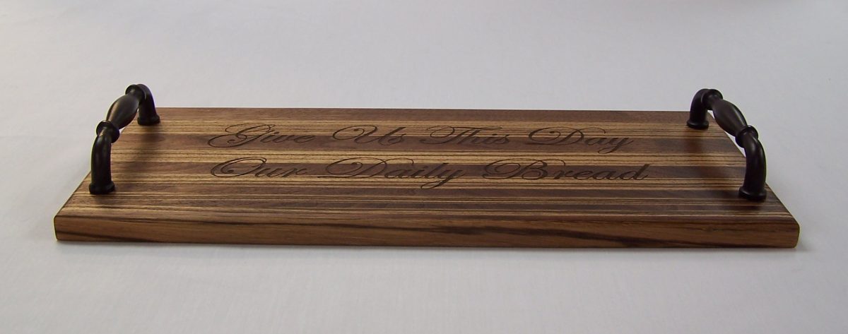 Laser Engraved Bread Board with Handles - Backwoods Creations LLC